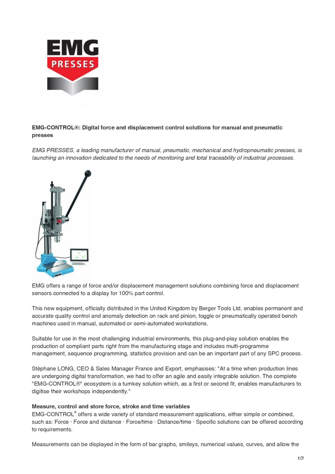 EMG-CONTROL®: Digital force and displacement control solutions for ...
