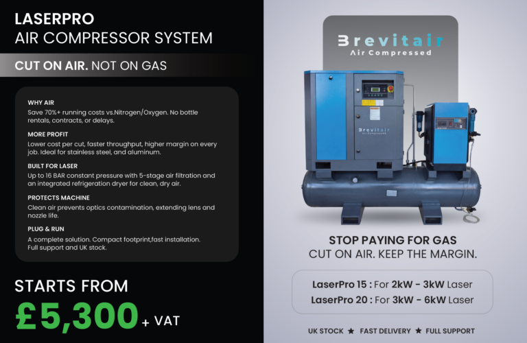 LASERPRO 15KW AIR COMPRESSOR | £5,300 + VAT | 1 YEAR WARRANTY